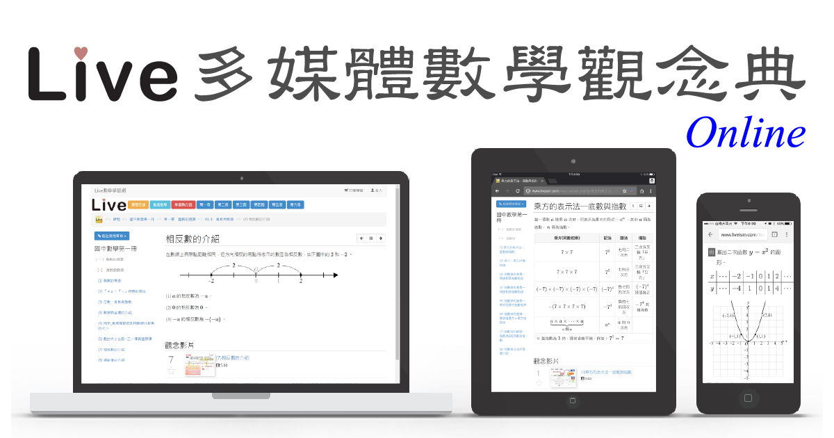 Live 多媒體數學觀念典 Online 總目錄 - Live數學學習網
